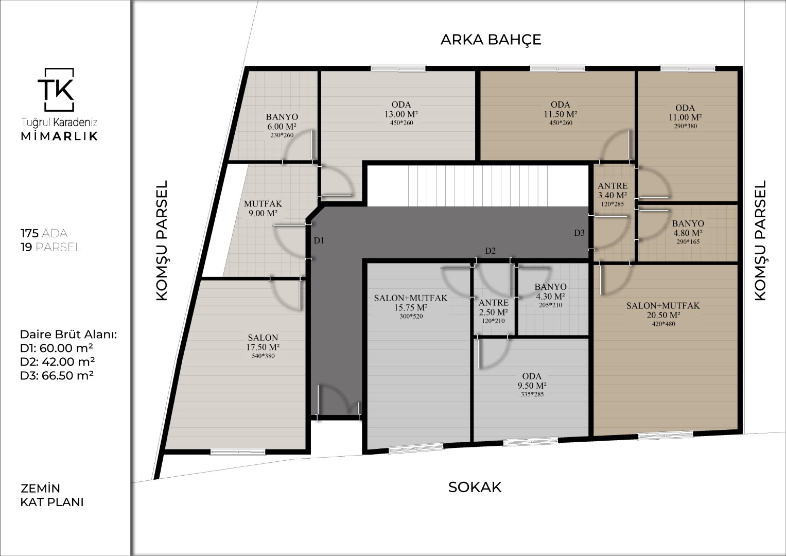 Pazaryeri Yenimahalle 5 dairelik proje kat planları - White City İnsaat